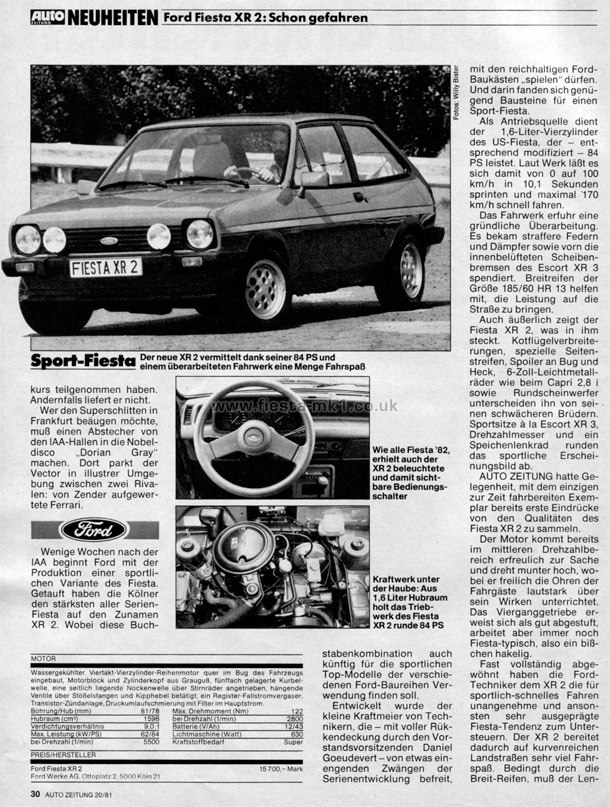 Ford Fiesta MK1 » Magazine Articles DE » Auto Zeitung » New Car: Fiesta XR2