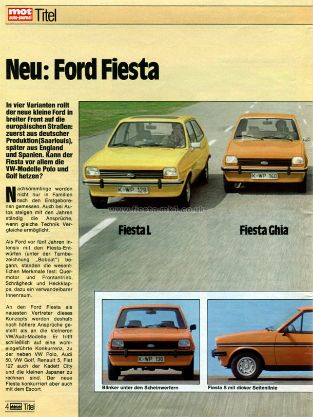 Ford Fiesta MK1 » Magazine Articles DE » MOT Auto-Journal » Road Test ...