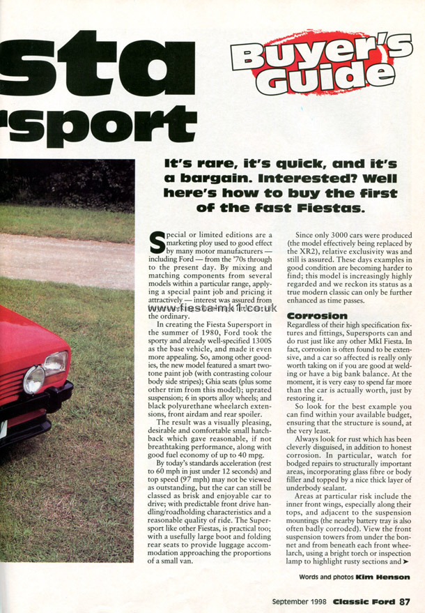 Ford Fiesta MK1 » Magazine Articles UK » Classic Ford » Buyers Guide ...